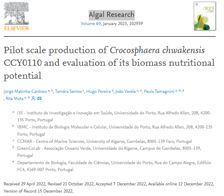 GreenCoLab Publications - Original Article in Algal Research