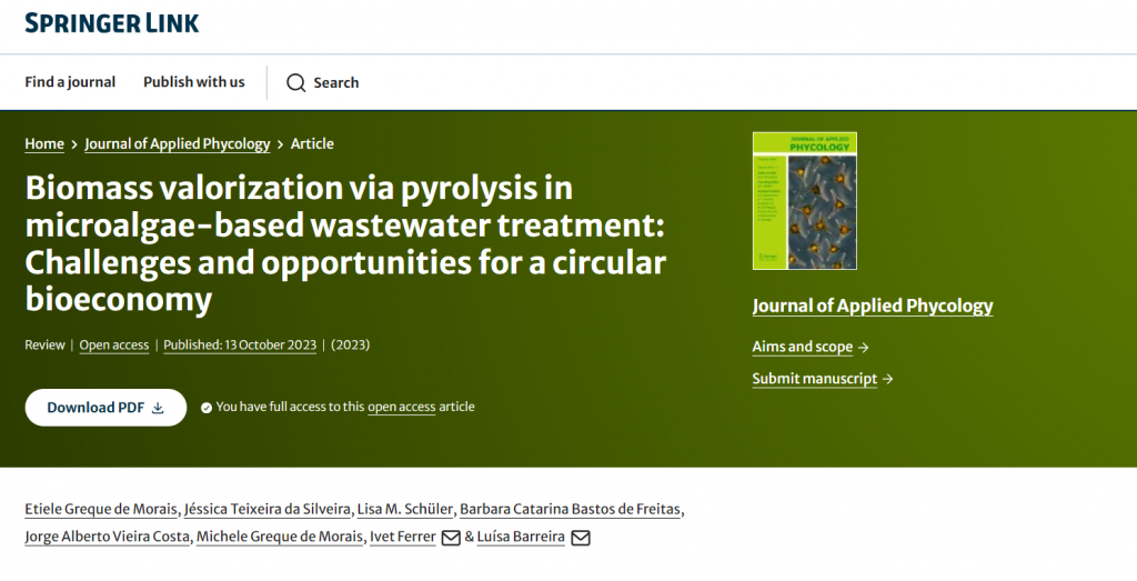 GreenCoLab Publications - Original Article at Journal of Applied Phycology
